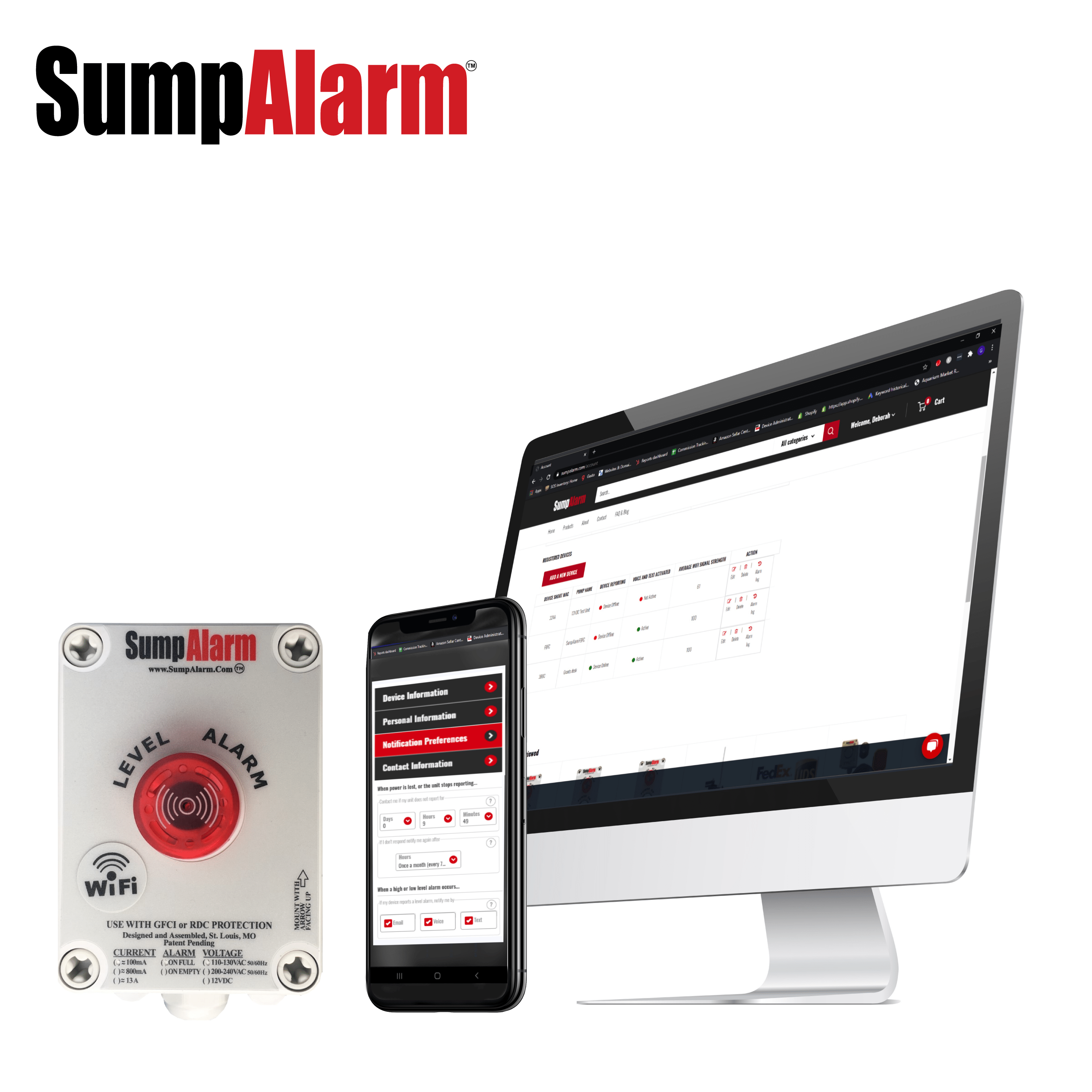 Sump Alarm Wifi Water Sensor, Wireless Sump Pump Alarm with Conductivi